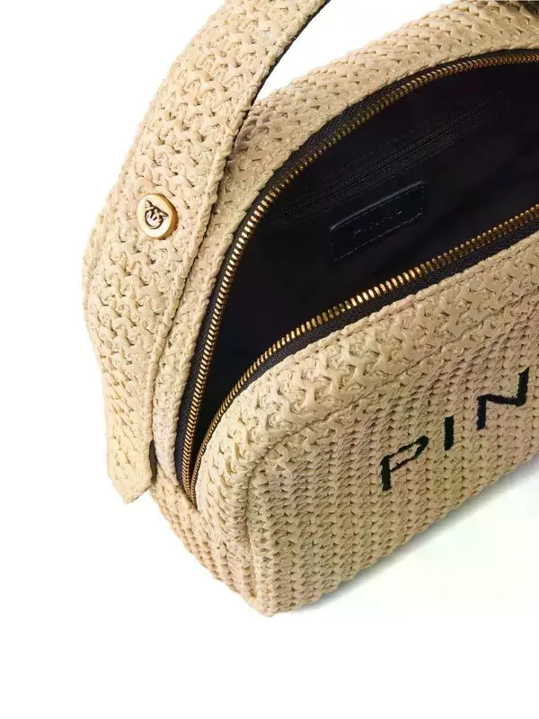 Pinko Raffia Mini Bag With Embroidered Logo