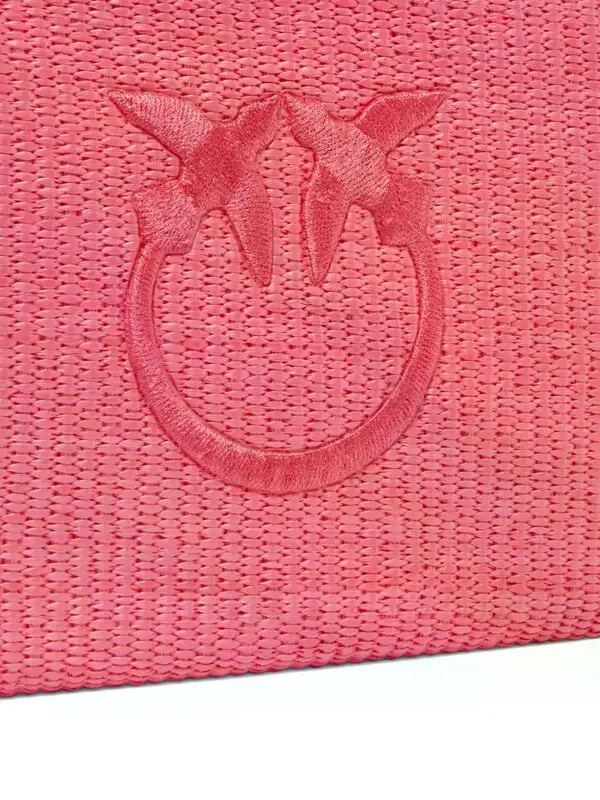 Pinko Raffia Clutch With Love Birds Logo - Pink