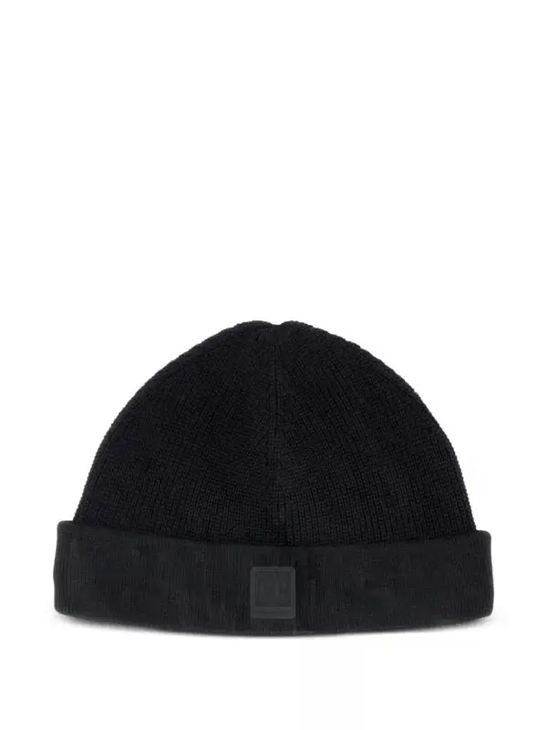 C.P. COMPANY Logo-patch Cotton Beanie - Black