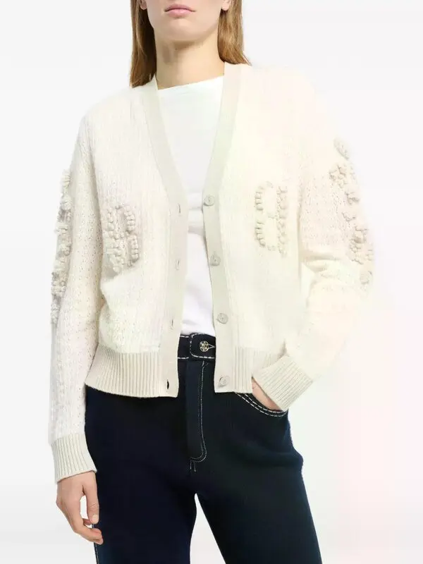 BARRIE B-logo Cashmere Cardigan - Neutrals