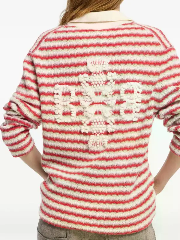 BARRIE Striped Cashmere Polo Shirt - Red