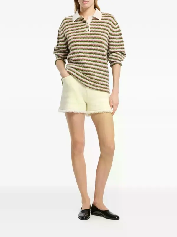 BARRIE Lace Cashmere Polo Top - Neutrals