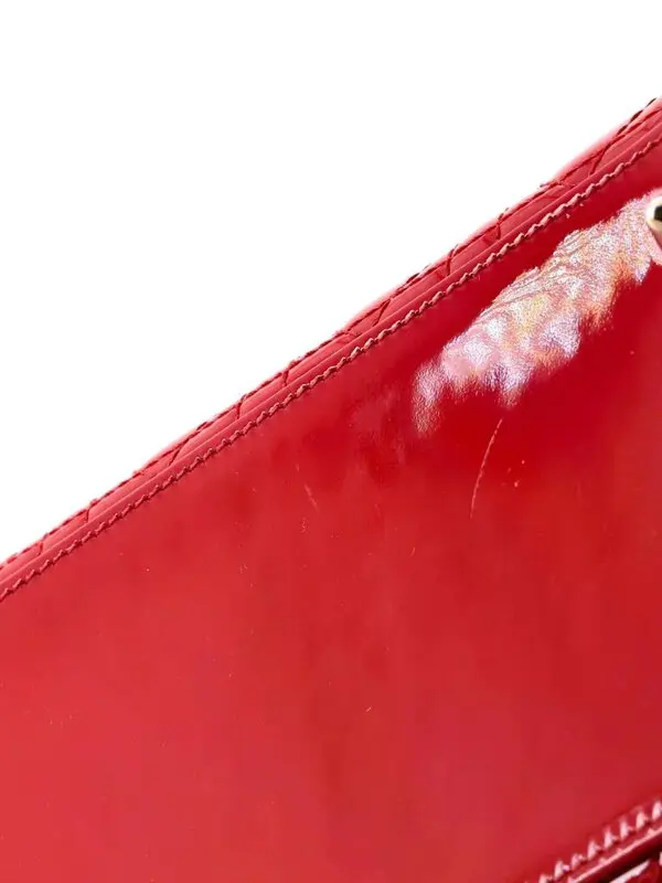 Dior Lady Medium Satchel Cannage Quilt Patent - Red