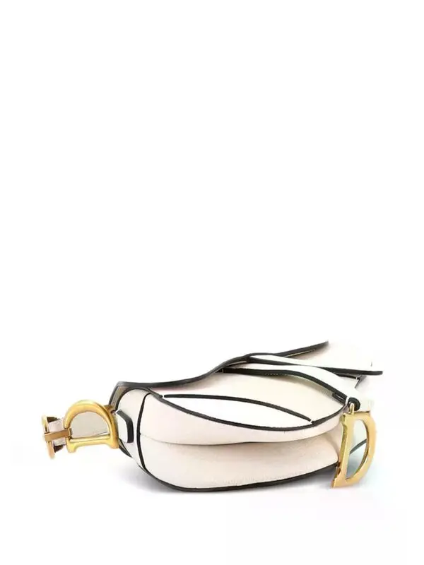 Dior Saddle Leather Mini Shoulder Bag - White