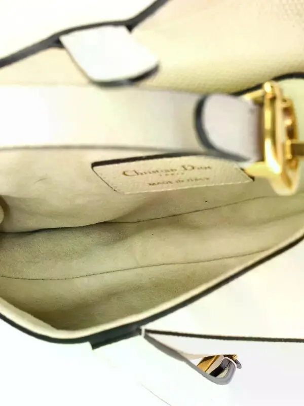 Dior Saddle Leather Mini Shoulder Bag - White
