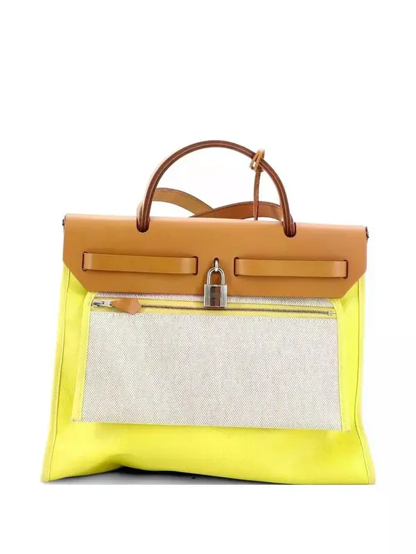 Hermès Herbag Zip Berline Vache Canvas And Leather 31 Shoulder Bag - Brown