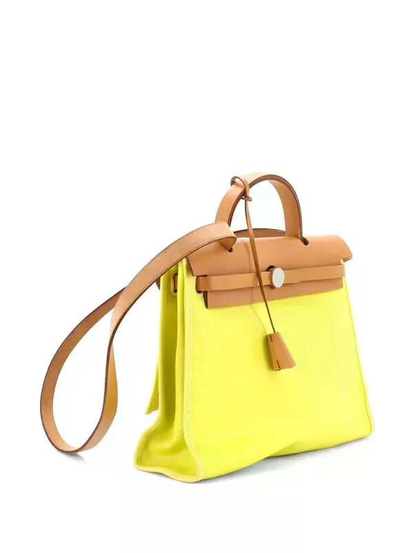 Hermès Herbag Zip Berline Vache Canvas And Leather 31 Shoulder Bag - Brown