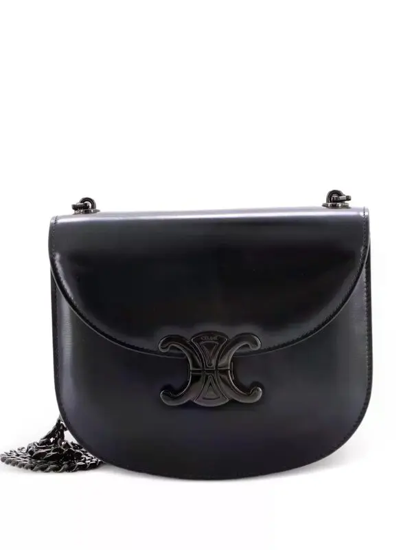 Celine Triomphe Besace Clea Chain Flap Bag - Black