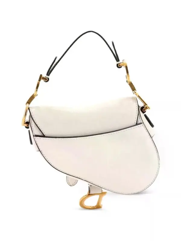 Dior Saddle Handbag With Strap Leather Micro Shoulder Bag - White