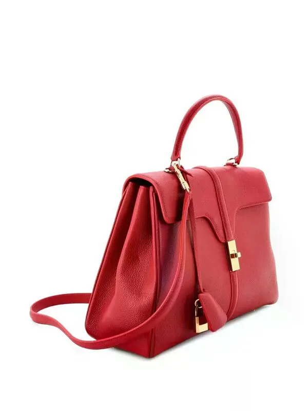 Celine 16 Top Handle Shoulder Bag Grained Calfskin Medium - Red