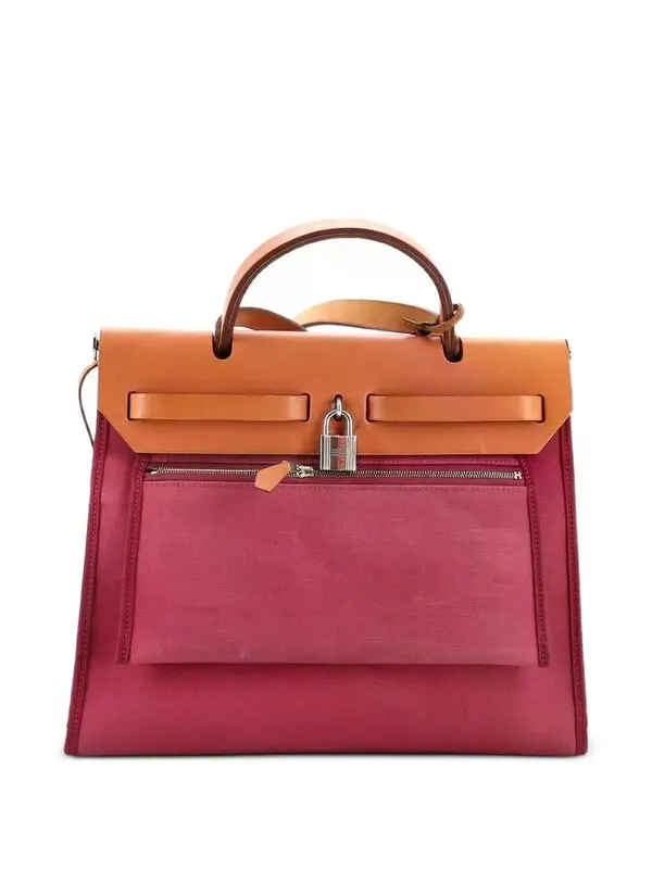 Hermès Herbag Zip Leather And Toile 31 Shoulder Bag - Brown