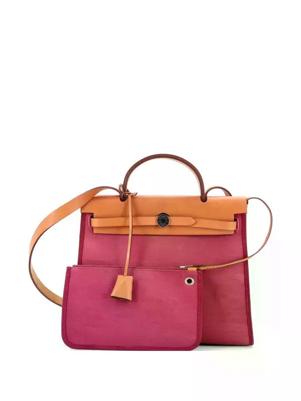 Hermès Herbag Zip Leather And Toile 31 Shoulder Bag - Brown