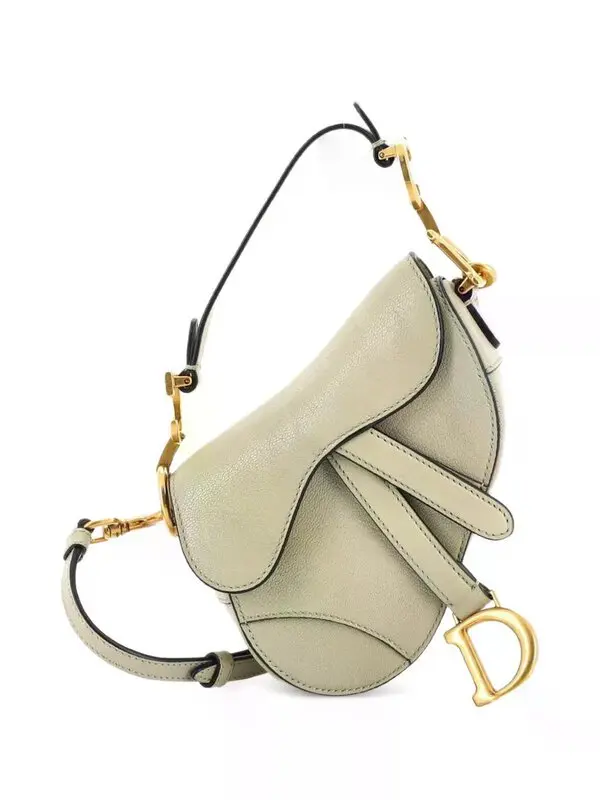 Dior Saddle Handbag With Strap Leather Micro Shoulder Bag - Green