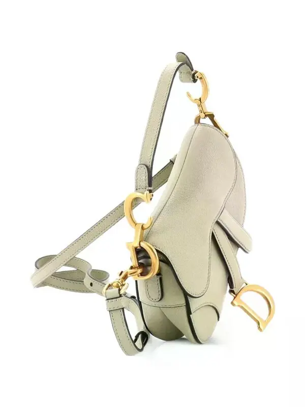 Dior Saddle Handbag With Strap Leather Micro Shoulder Bag - Green