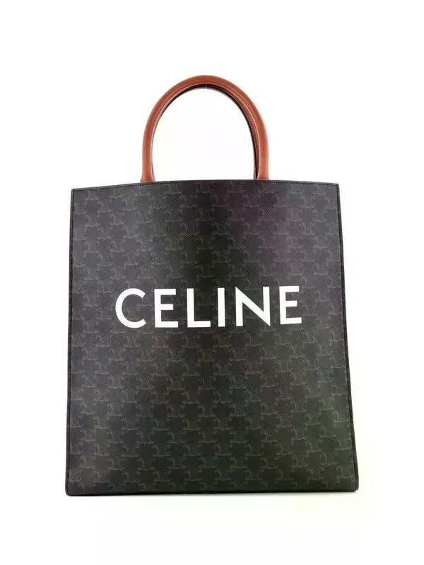 Celine Vertical Cabas Triomphe Coated Canvas Large Tote Bag - Brown