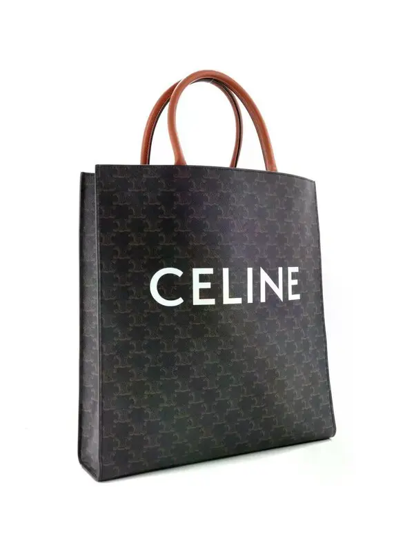 Celine Vertical Cabas Triomphe Coated Canvas Large Tote Bag - Brown