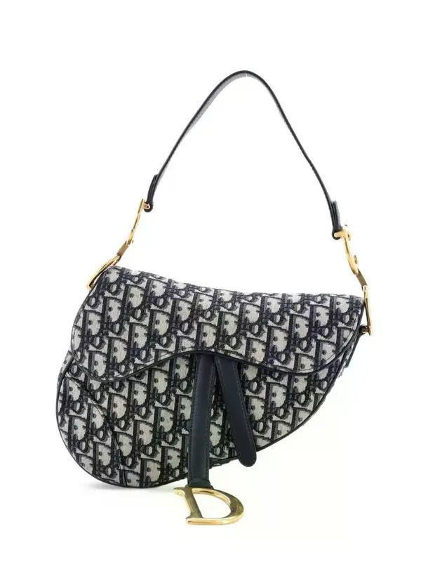 Dior Saddle Oblique Canvas Medium Shoulder Bag - Blue