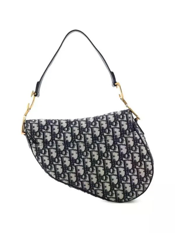 Dior Saddle Oblique Canvas Medium Shoulder Bag - Blue