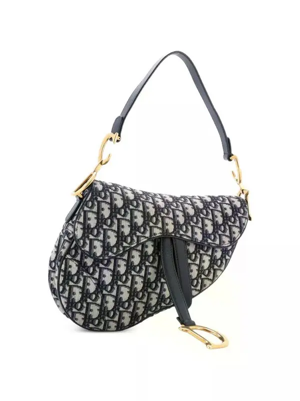 Dior Saddle Oblique Canvas Medium Shoulder Bag - Blue
