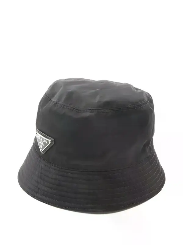 Prada 2010s Triangle-logo Bucket Hat - Black