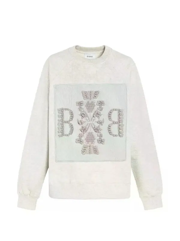 BARRIE Logo Patch Crew Neck Sweatshirt - Grey