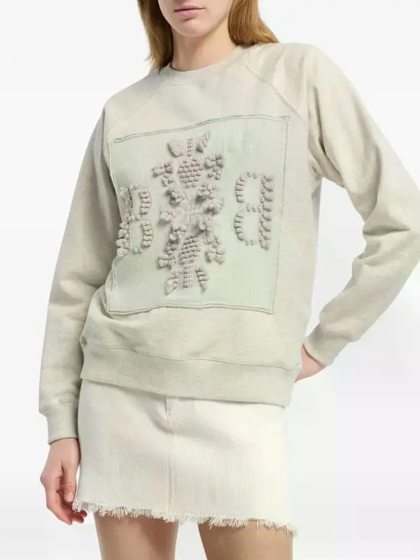 BARRIE Logo Patch Crew Neck Sweatshirt - Grey
