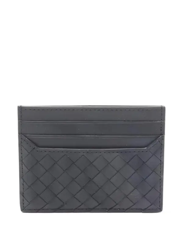 Bottega Veneta 2020s Intrecciato Leather Card Case - Black