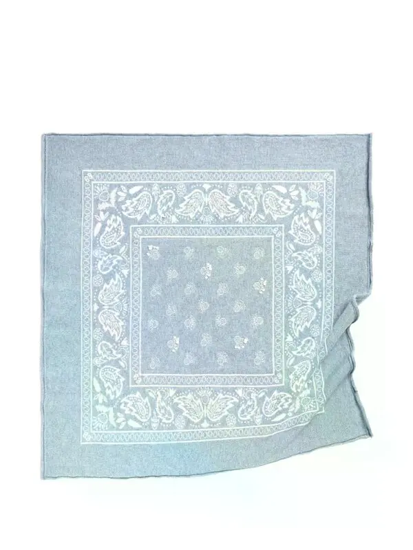 BARRIE Paisley Cashmere Bandana - Blue