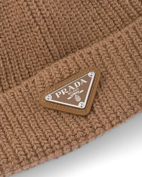 Prada Wool And Cashmere Beanie - Brown