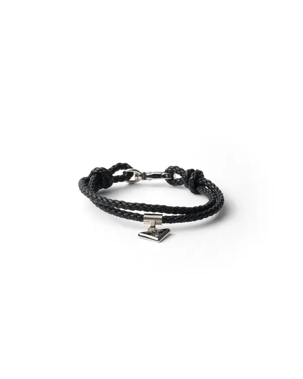 Prada Braided Nappa Leather Bracelet - Black