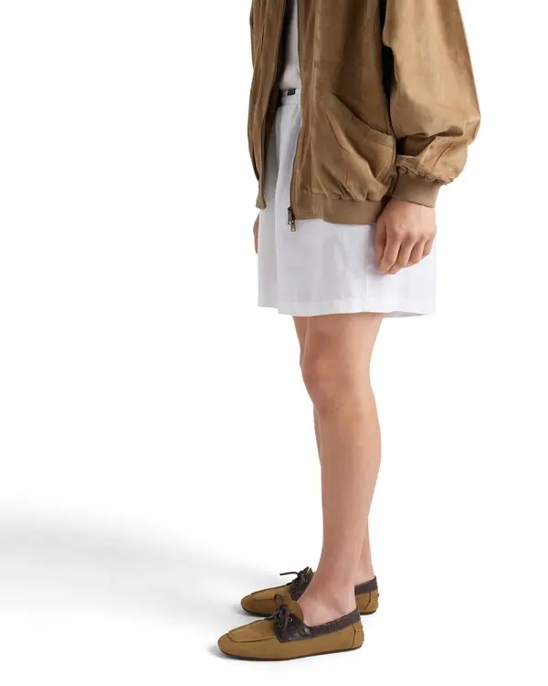 Prada Aged Canvas And Leather Boat Shoes - Brown