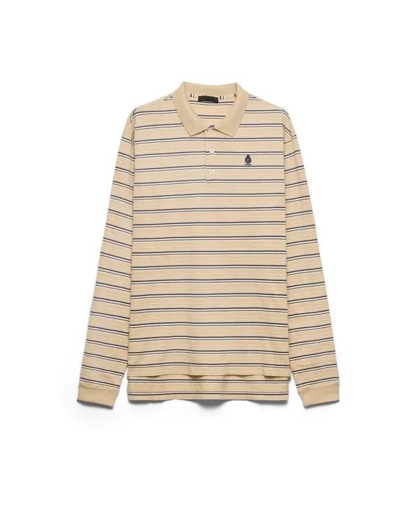 Prada Striped Cotton Piqué Polo Shirt - Neutral