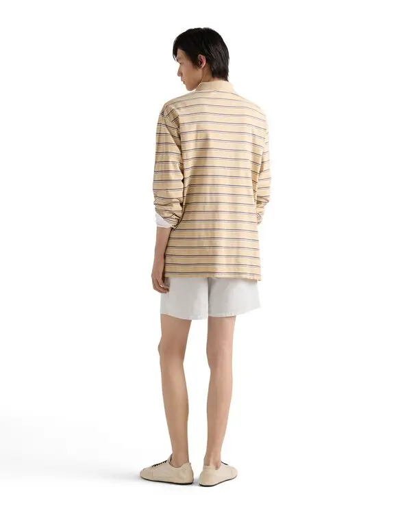 Prada Striped Cotton Piqué Polo Shirt - Neutral