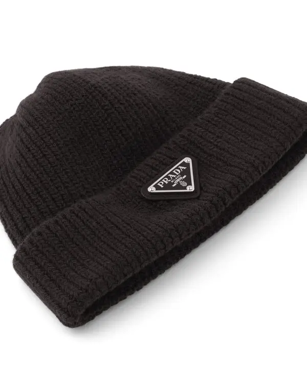 Prada Wool And Cashmere Beanie - Black