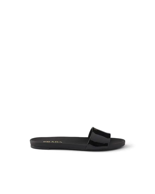 Prada Patent Leather Slides - Black