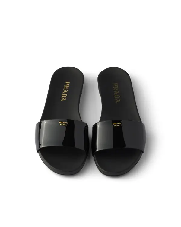 Prada Patent Leather Slides - Black