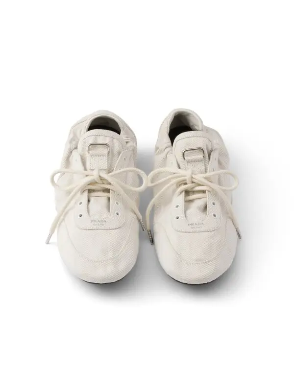 Prada Collapse Denim Sneakers - White