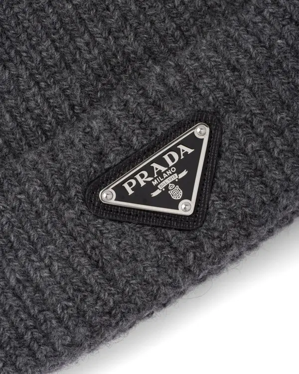 Prada Wool And Cashmere Beanie - Grey