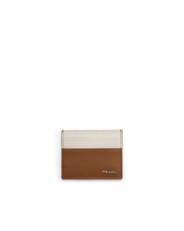 Prada Saffiano Leather Card Holder - Brown