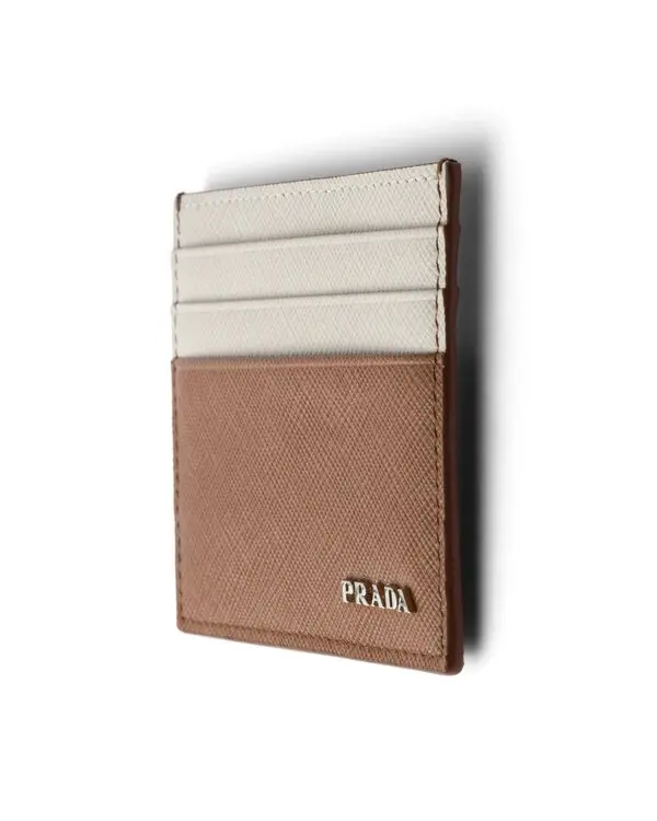 Prada Saffiano Leather Card Holder - Brown