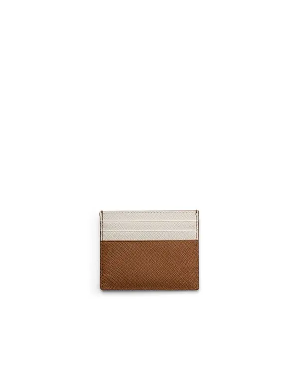Prada Saffiano Leather Card Holder - Brown