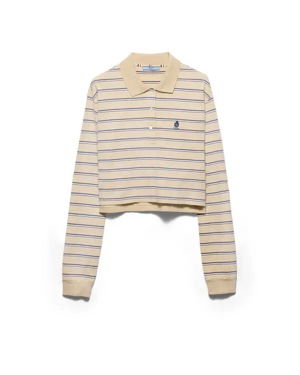 Prada Striped Piqué Polo Shirt