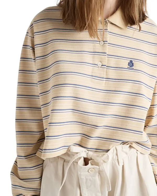 Prada Striped Piqué Polo Shirt