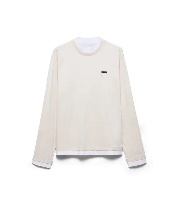 Prada Long-sleeved Cotton T-shirt - Neutral