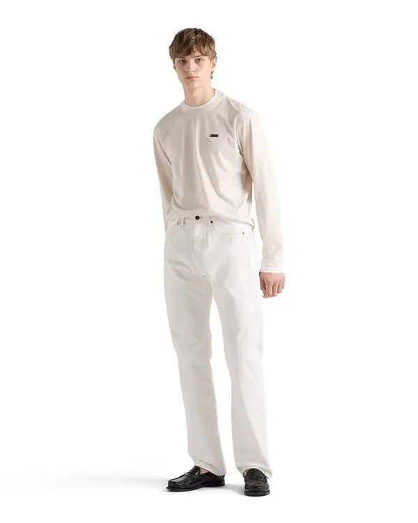 Prada Long-sleeved Cotton T-shirt - Neutral