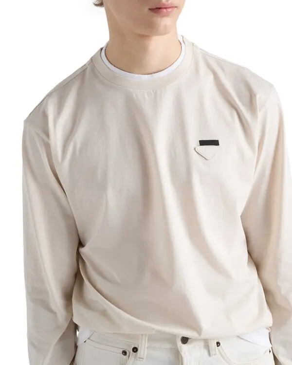 Prada Long-sleeved Cotton T-shirt - Neutral