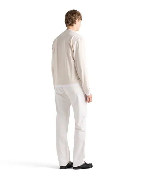Prada Long-sleeved Cotton T-shirt - Neutral