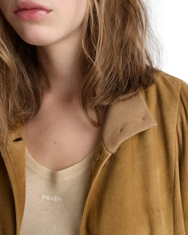 Prada Suede Jacket - Neutral