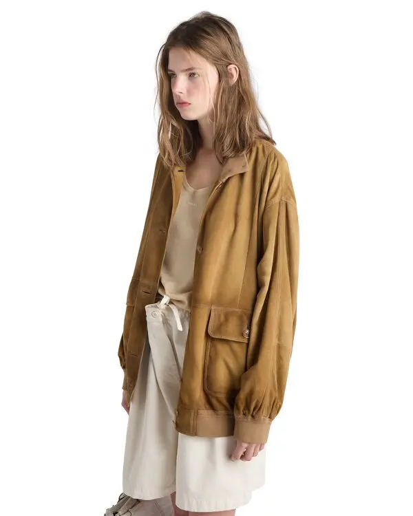 Prada Suede Jacket - Neutral