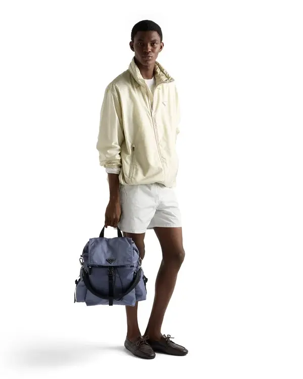 Prada Re-nylon And Leather Backpack - Blue